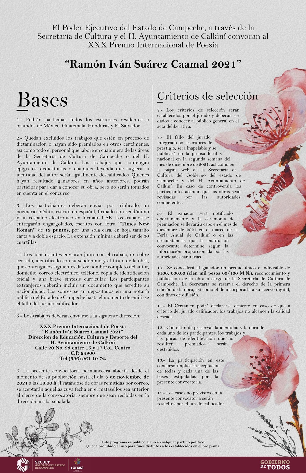 EMITE SECULT CONVOCATORIA PARA PARTICIPAR EN EL PREMIO INTERNACIONAL DE ...